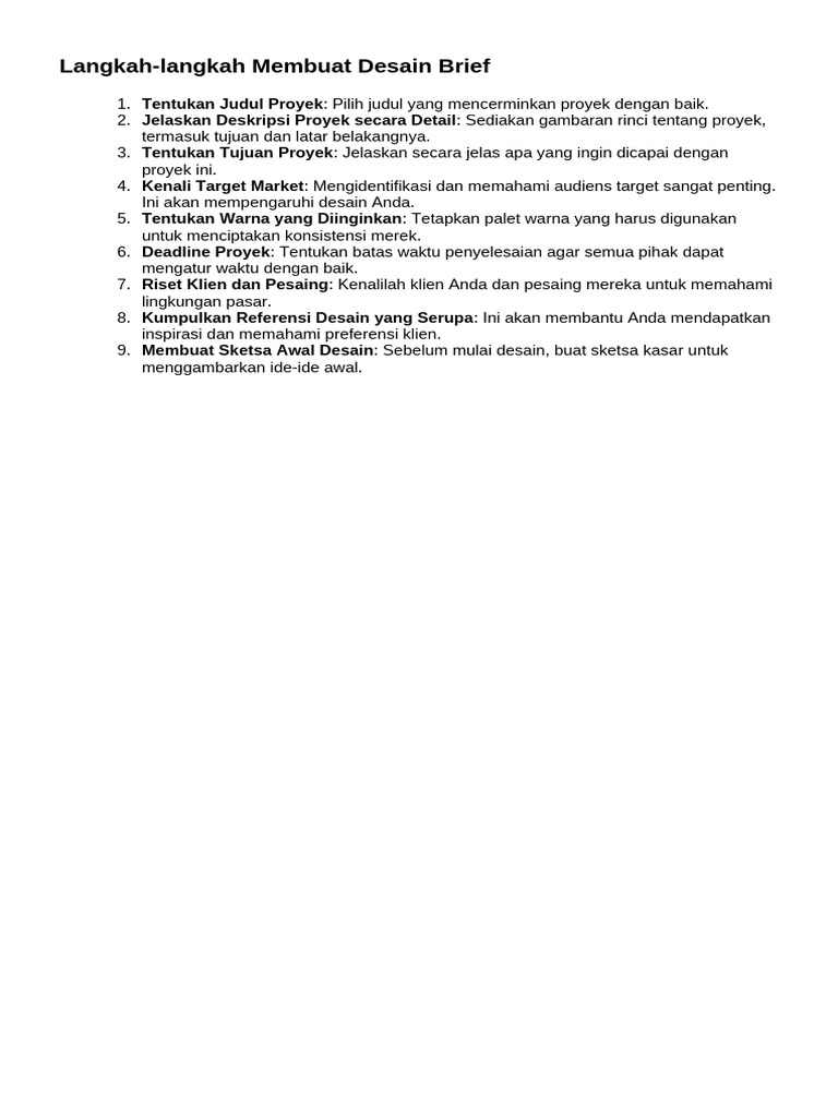 Langkah-Langkah Membuat Desain Brief | PDF