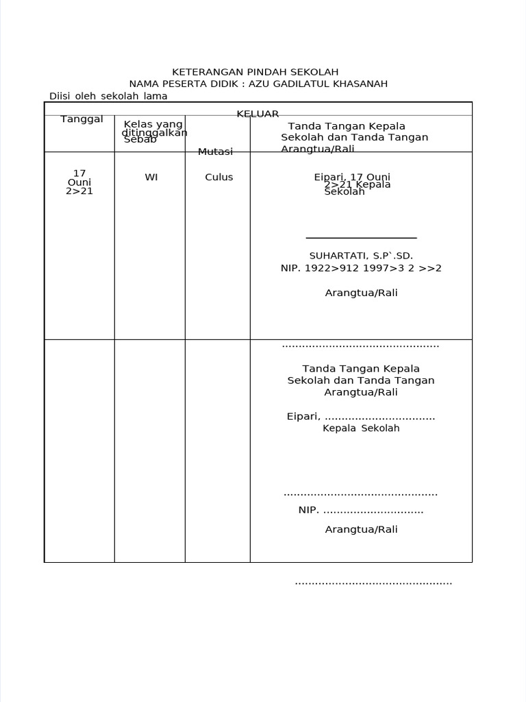 PDF Mutasi Raport Compress | PDF