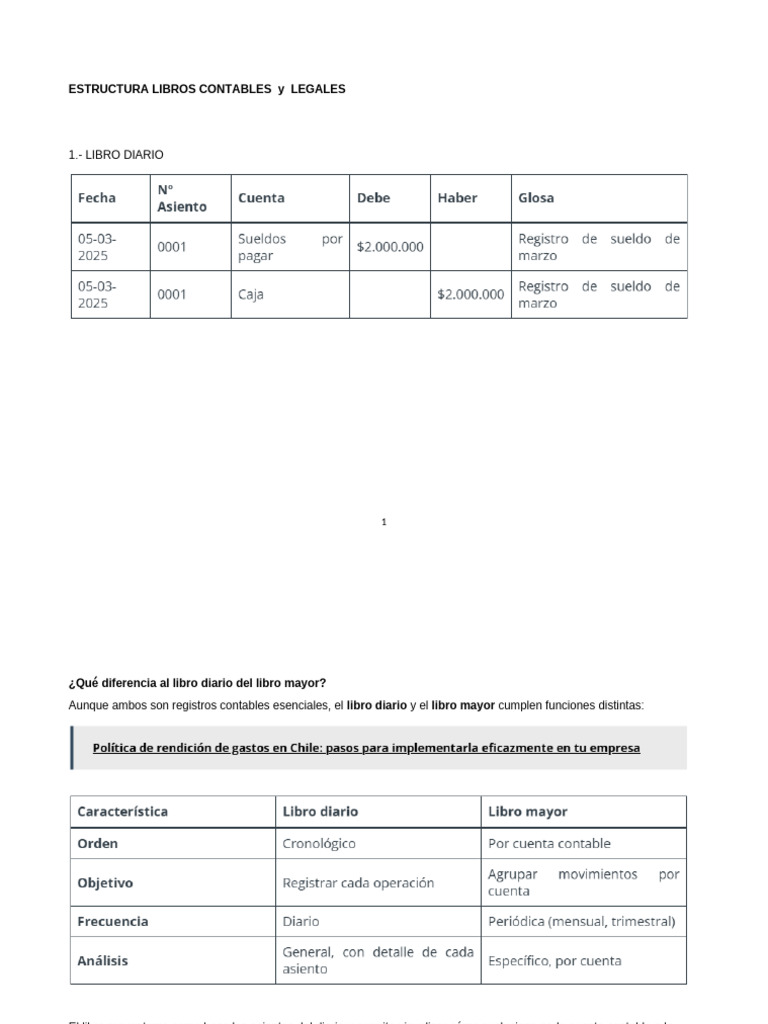 Estructura Libros Contables y Legales | PDF