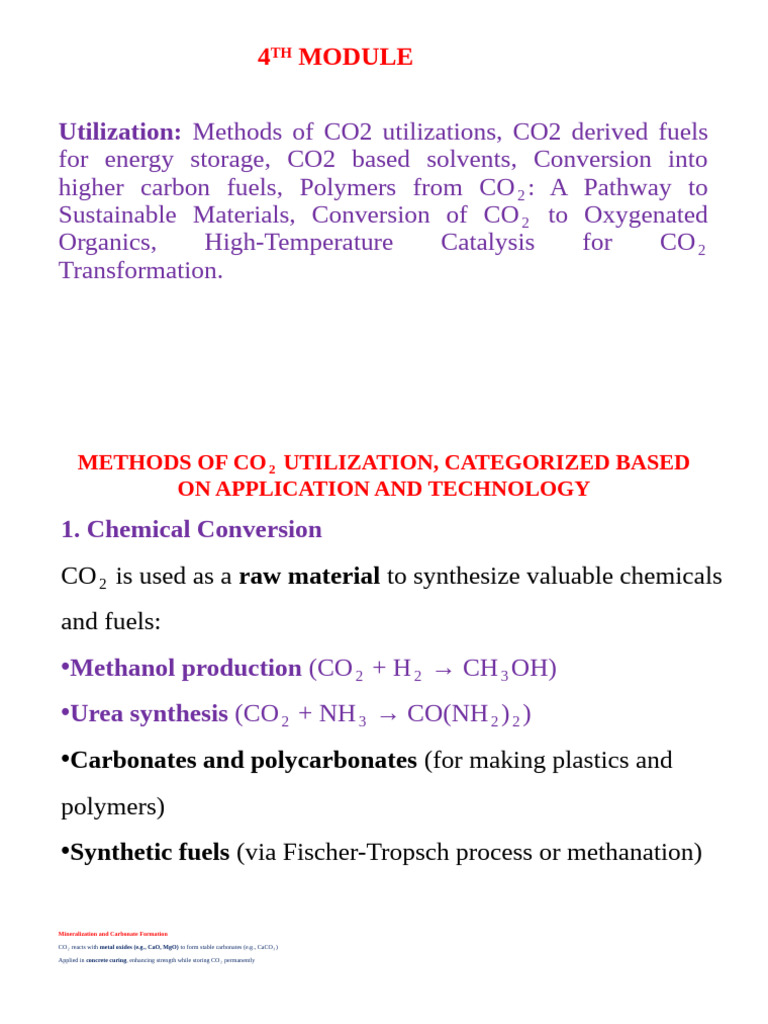 CO2 Utilization Methods for Sustainable Energy | PDF | Carbon Dioxide ...