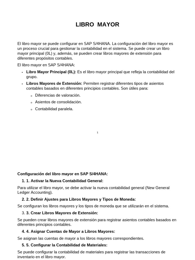 Configuración del Libro Mayor en SAP S/4HANA | PDF | Contabilidad