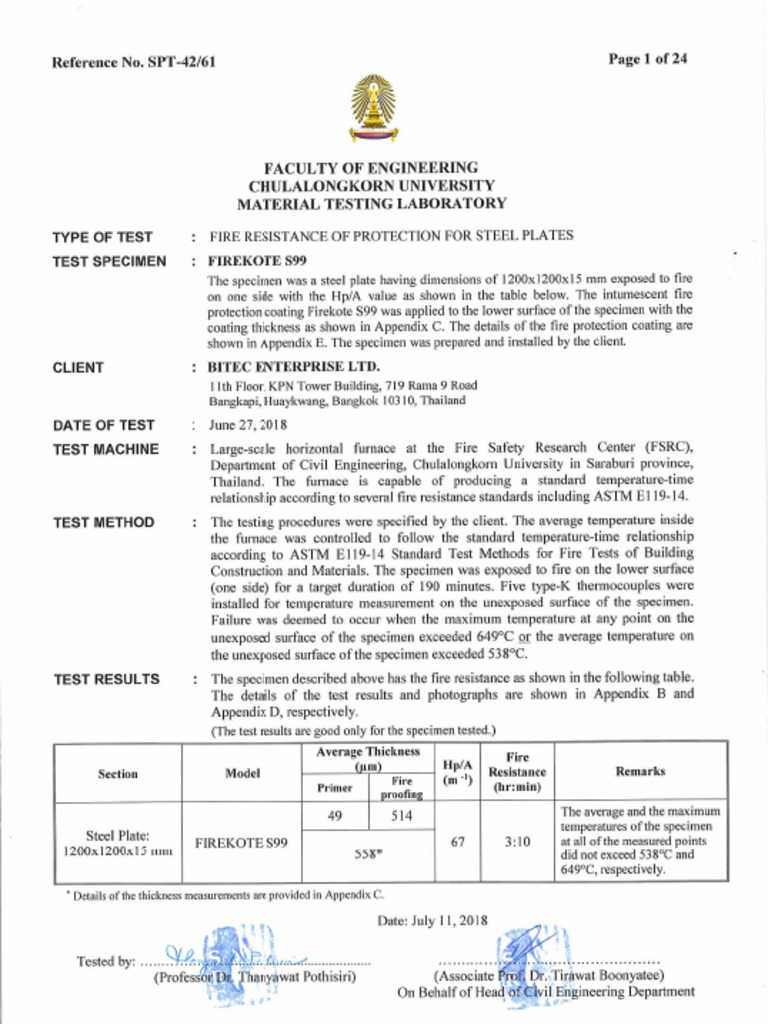 Firekote ASTM E119 | PDF