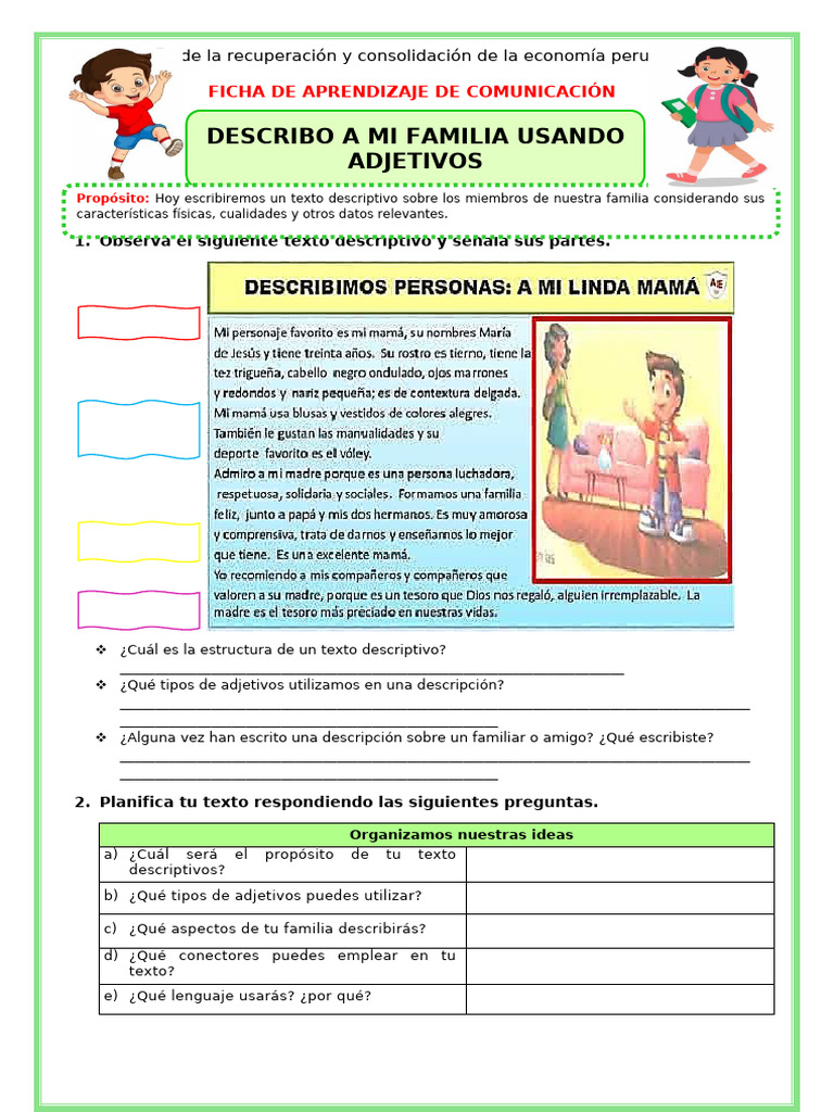 Ficha-Mierc-Comun-Describo A Mi Familia Usando Adjetivos 140525 | PDF