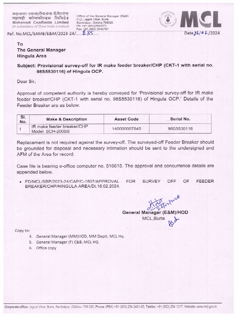 Survey-Off Sanction Order | PDF