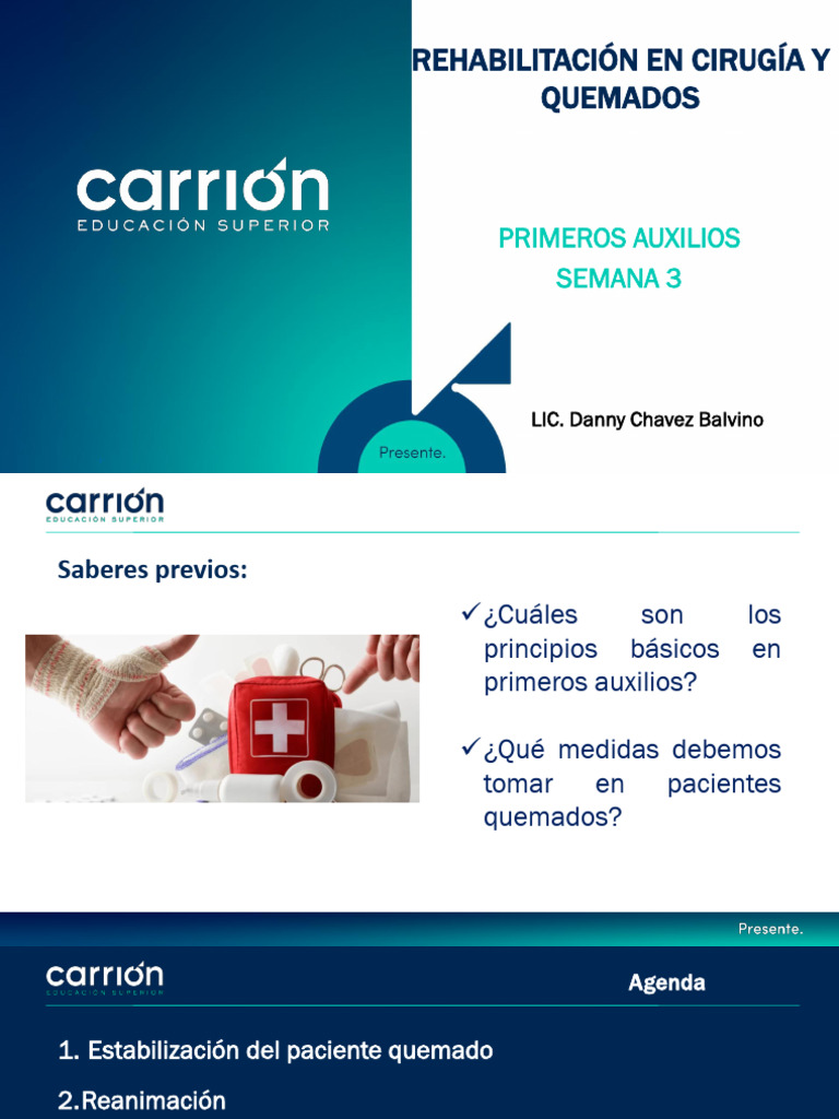 Clase 3 Primeros Auxilios | PDF | Reanimación cardiopulmonar | Quemar