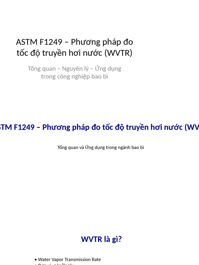 ASTM F1249 Presentation | PDF