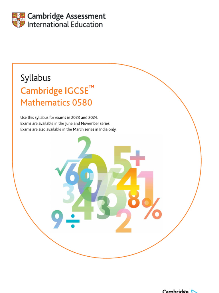 IGCSE Maths 0580 Detail Syllabus and Weightage | PDF