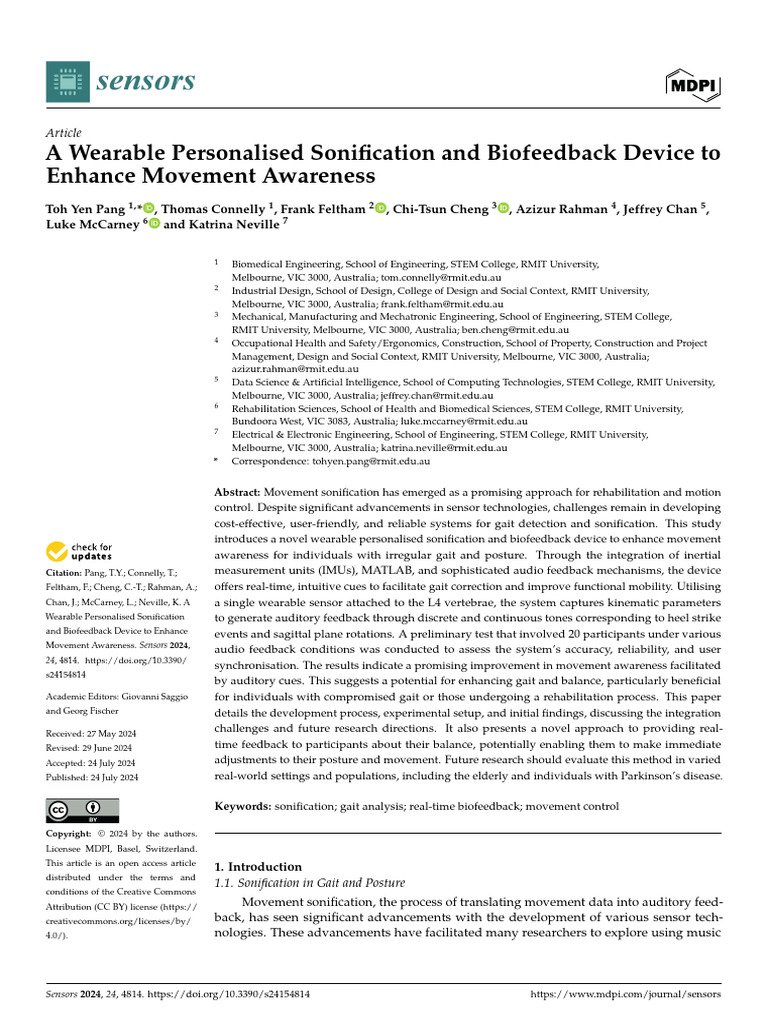 A Wearable Personalised Sonification and Biofeedback Device To Enhance ...
