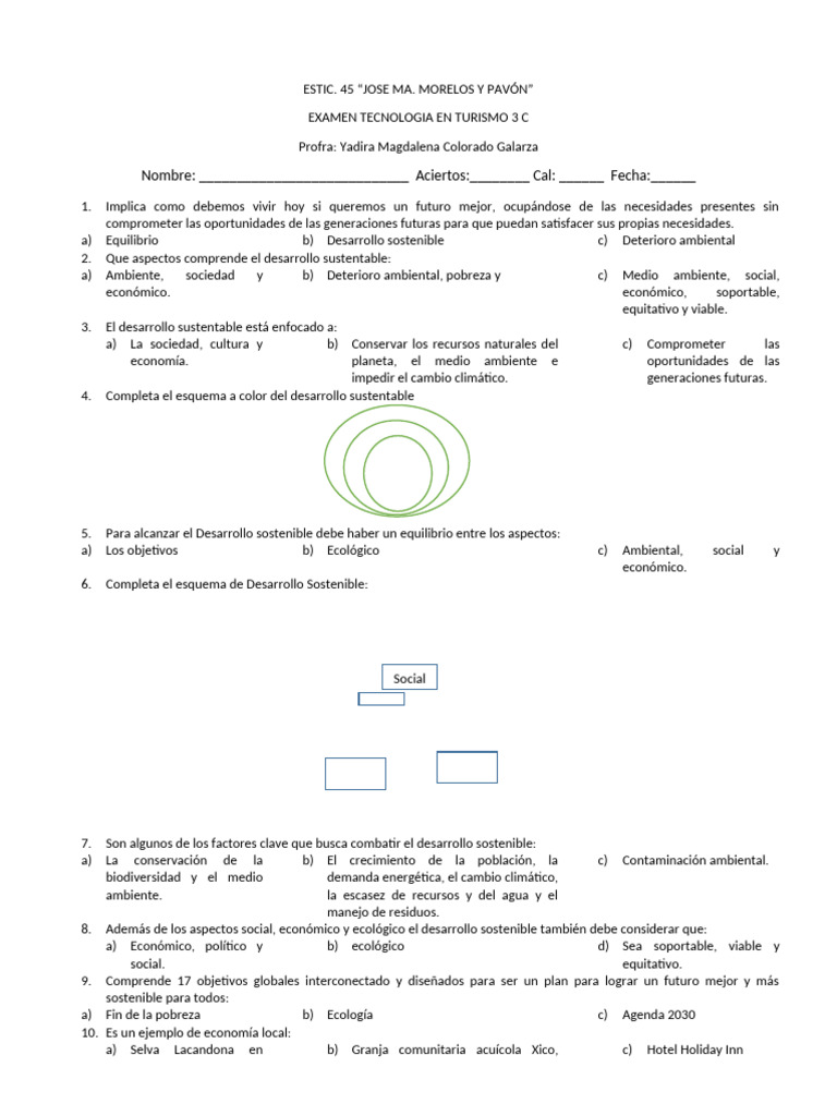 Examen Tecnologia Tercero Tercer Trimestre 2023 | PDF | Sustentabilidad ...