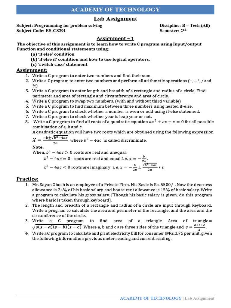 Complete Lab Assignment ES-CS291 - New | PDF | Matrix (Mathematics) | Pointer (Computer Programming)