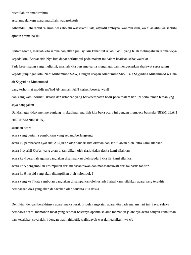 Susunan Acara | PDF