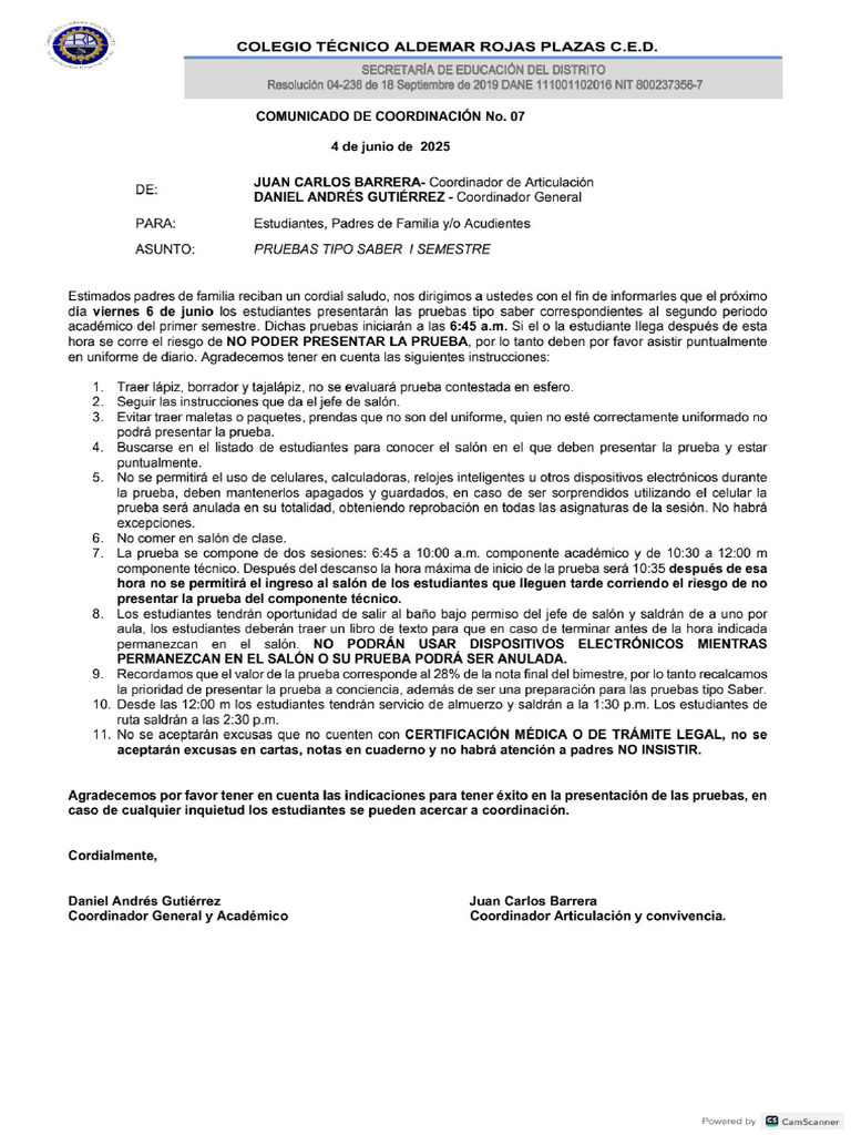 Comunicados Coordinaciones 07-1 | PDF
