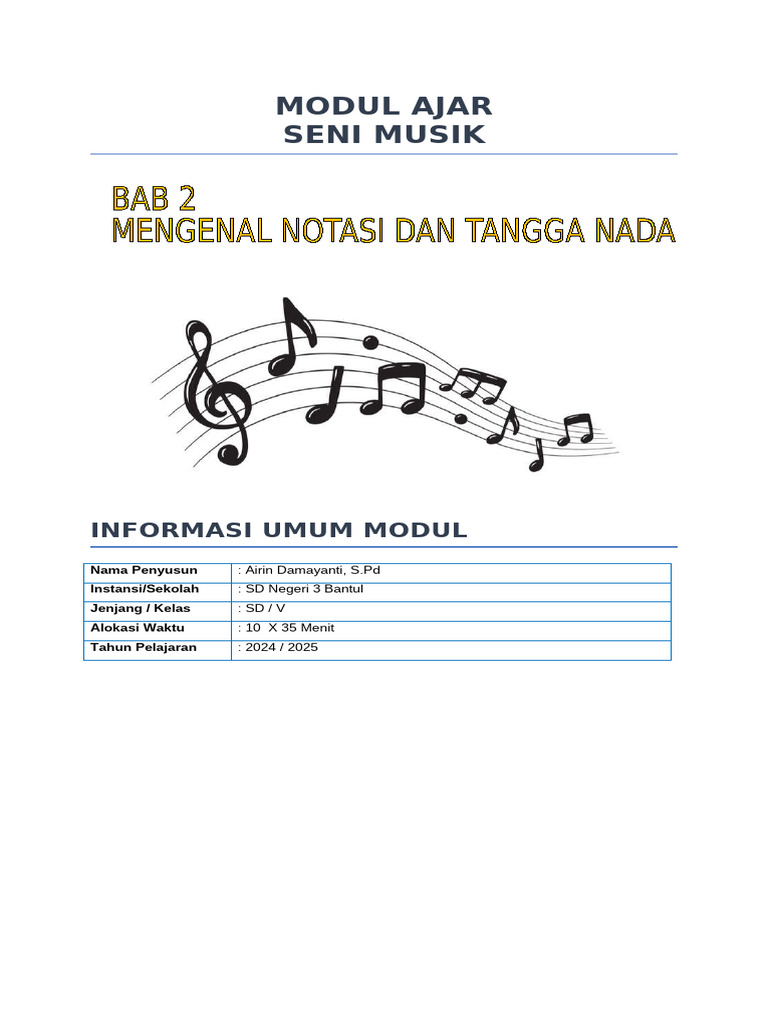 UNIT 2 - Mengenal Notasi Dan Tangga Lagu | PDF