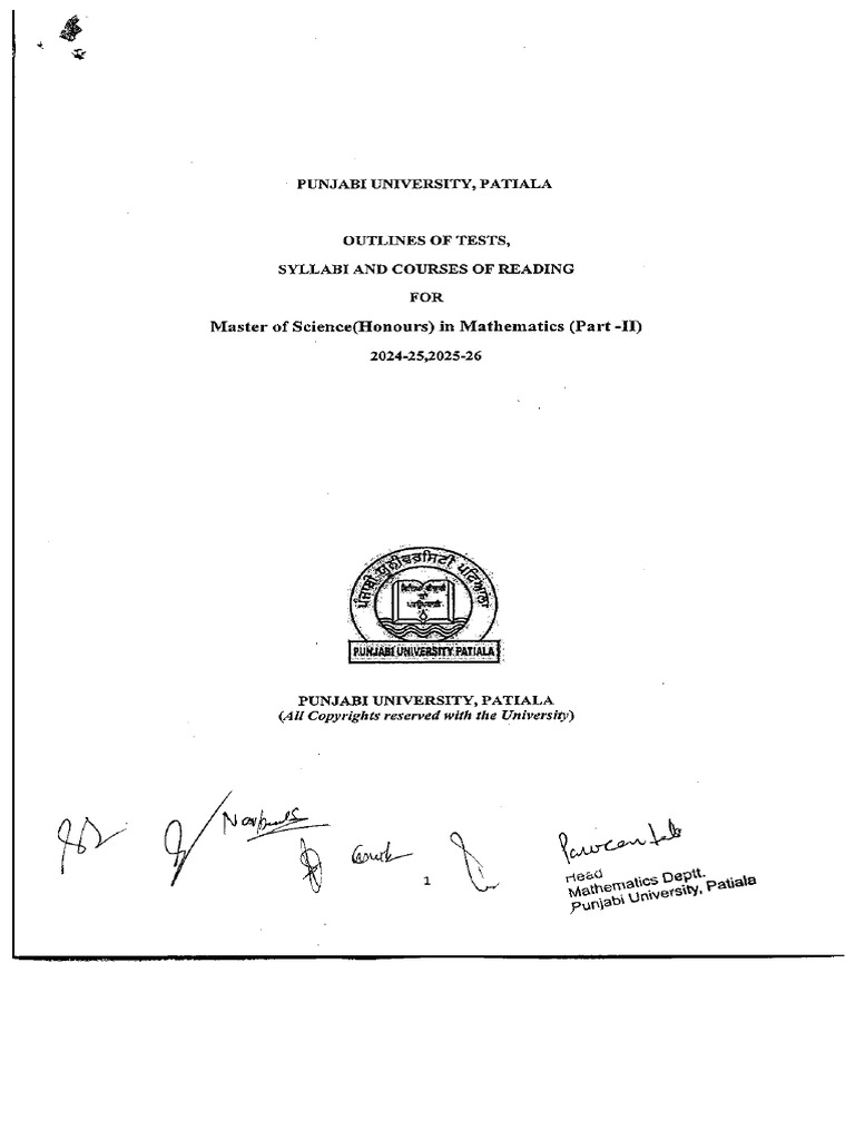 Master of Science (Honours) in Mathematics Part - II (Sem. III & IV) | PDF