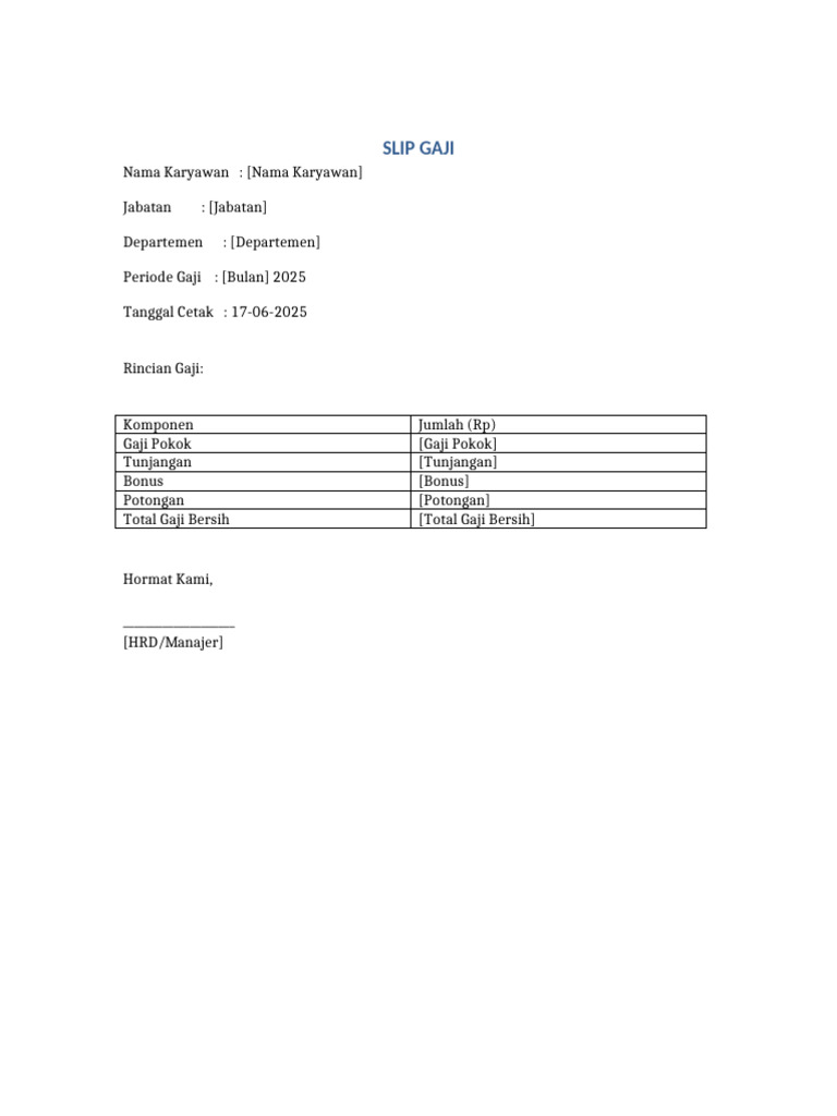 Slip Gaji Template | PDF