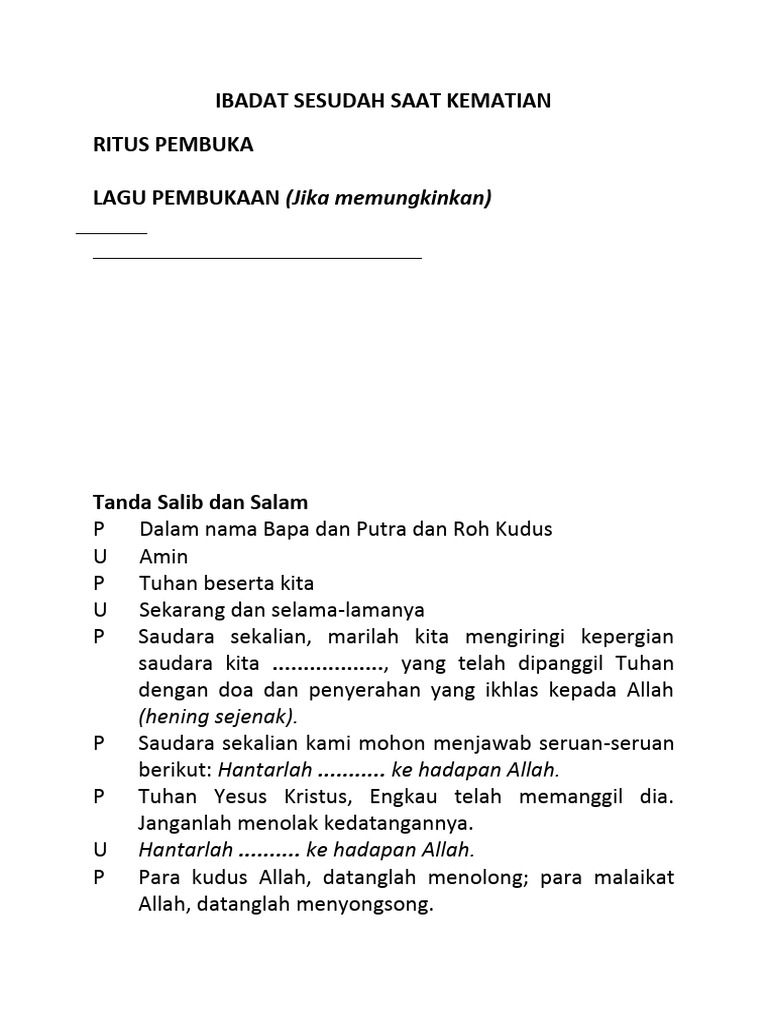 Ibadat Kematian Katolik dan Doa Arwah | PDF