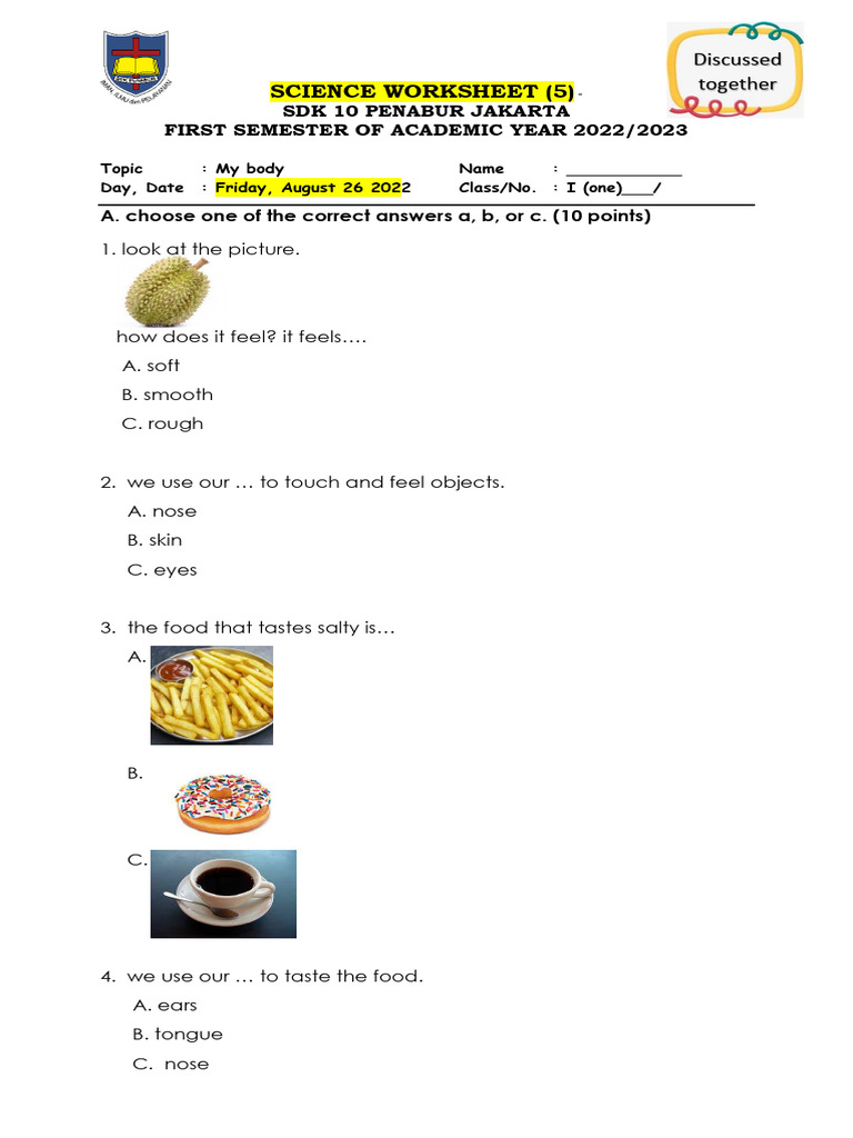 SCIENCE WORKSHEET 5 - Review With Answer Key | PDF