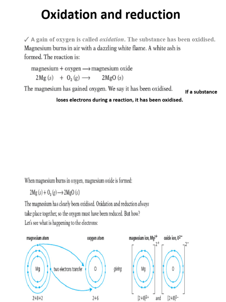 Oxidation and Reduction | PDF