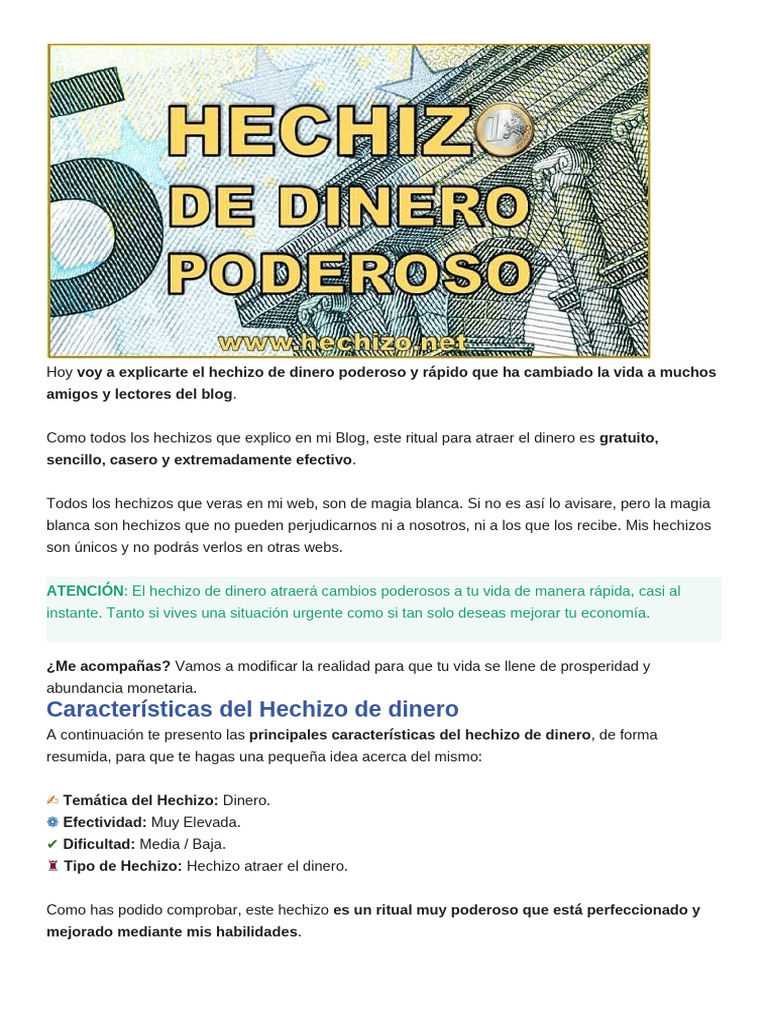 Poderoso Hechizo Para La Buena Suerte | PDF