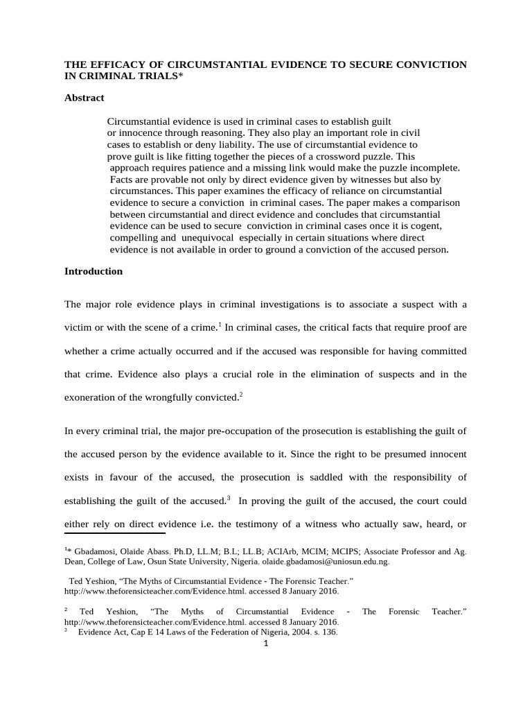 Indispensable Circumstantial Evidence | PDF | Circumstantial Evidence ...