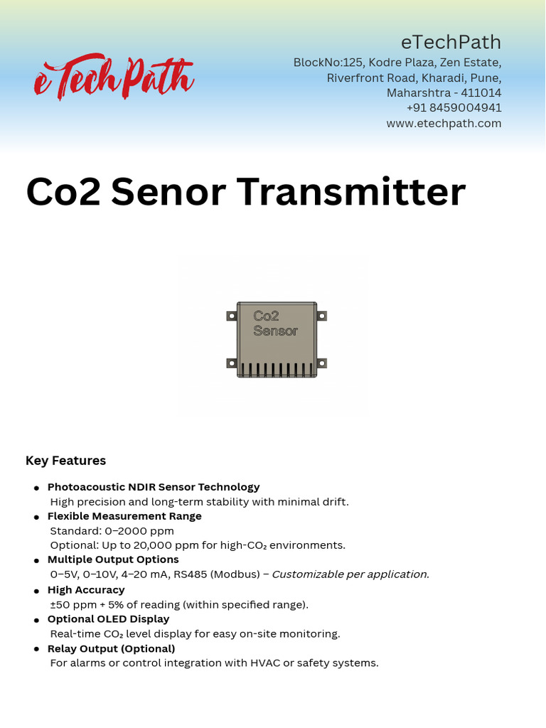CO₂ Sensor Transmitter Overview | PDF | Measuring Instrument | Electronics