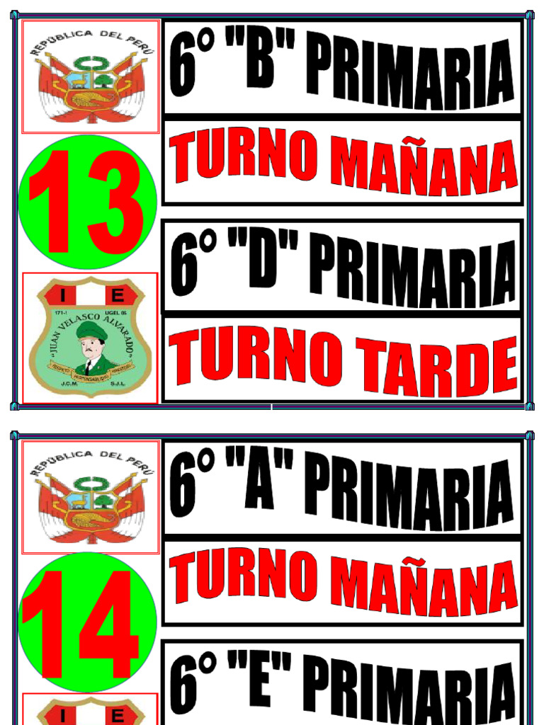 Rotulo de Aulas Primaria 2023 | PDF