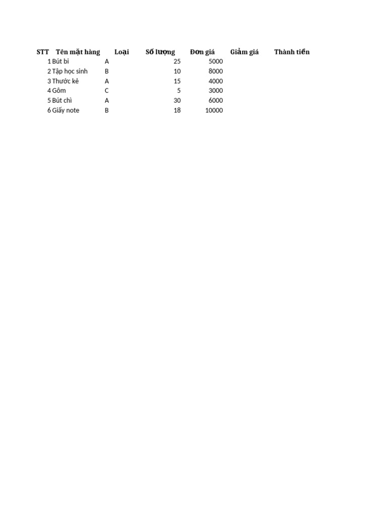 De Thi Excel Co Ban Luyen Tap | PDF