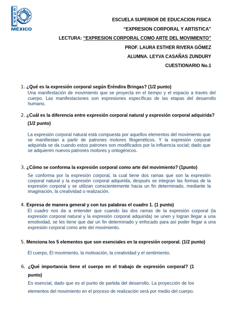 Expresión Corporal: Arte y Elementos Clave | PDF | Lenguaje corporal