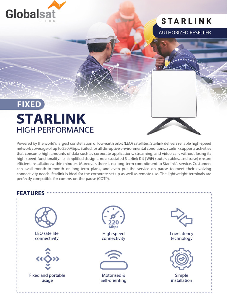 Brochure Starlink-High-Performance Fixed A4 GLOBAL PREVIEW-2 | PDF | Internet Access | Wi Fi
