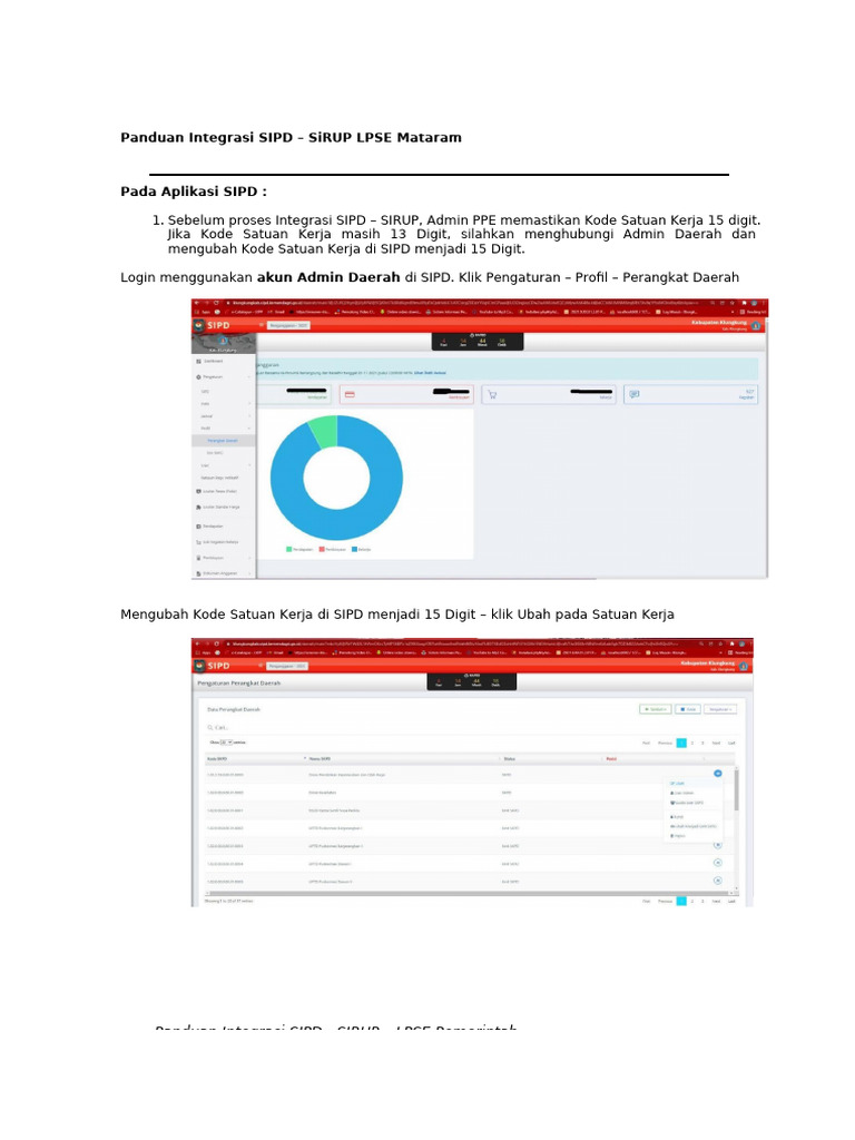 Panduan Integrasi SIPD-SiRUP - Klungkung 2022 | PDF