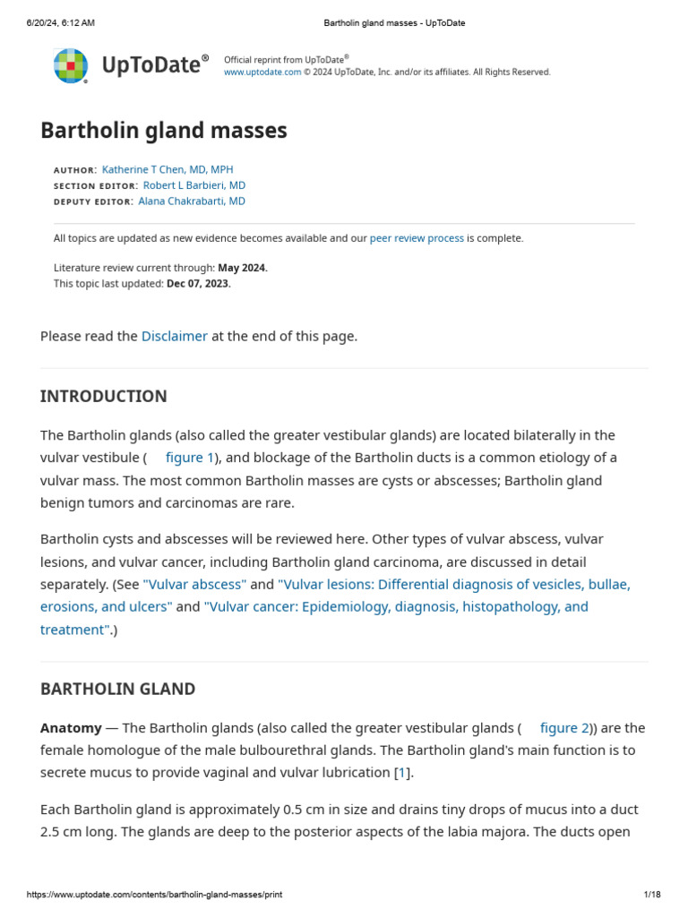Bartholin Cysts and Abscesses Overview | PDF | Medical Specialties ...