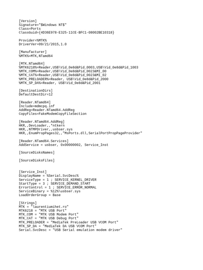 MTK USB Drivers for Windows 10 | PDF