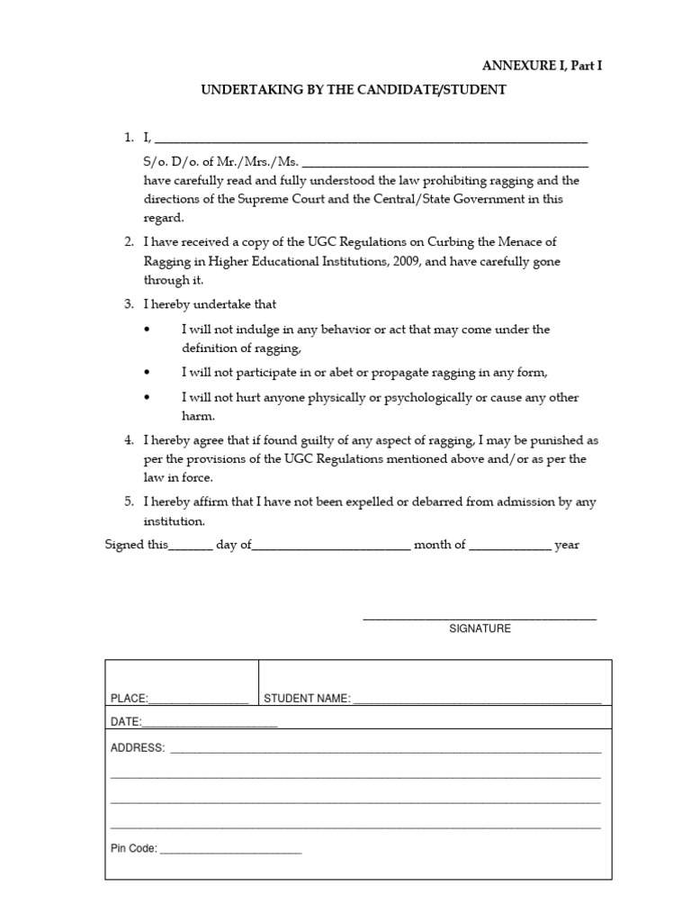 Undertaking by The Student | PDF | Justice | Crime & Violence