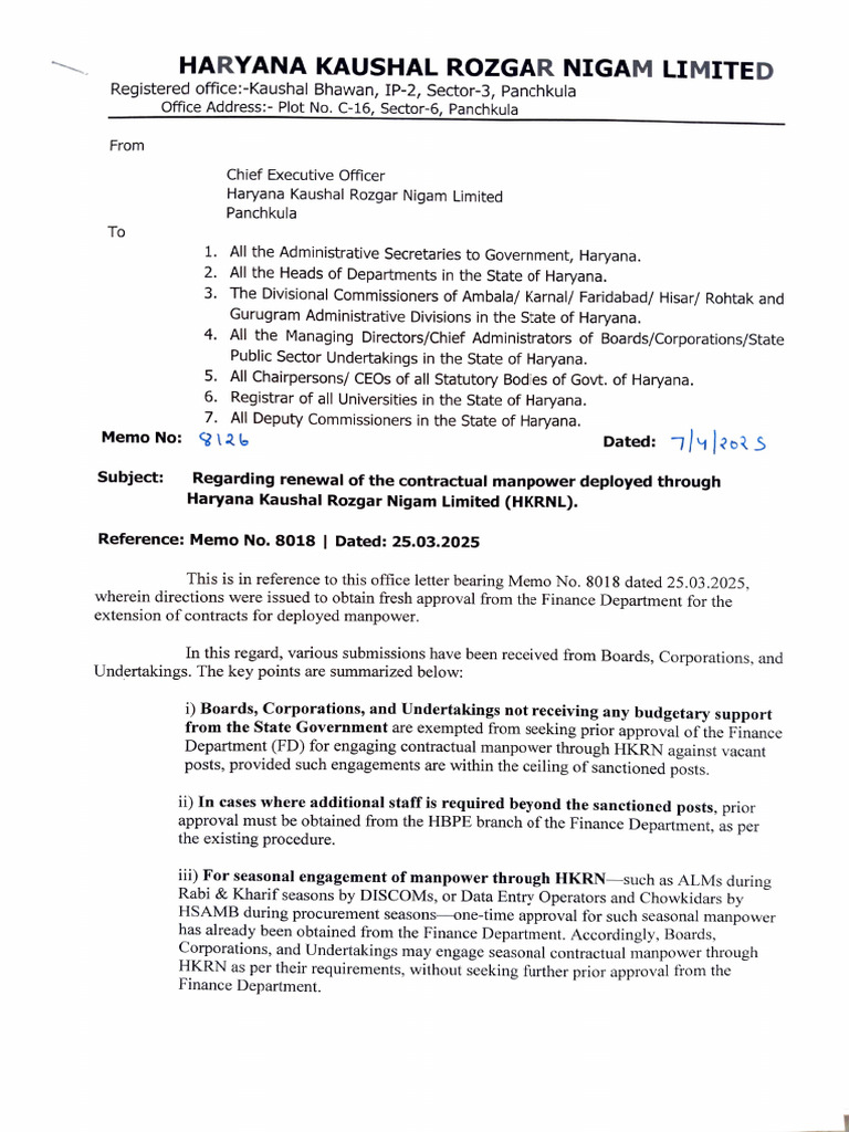 Contract Renewal Letter For Board Corporation and Nigam | PDF ...