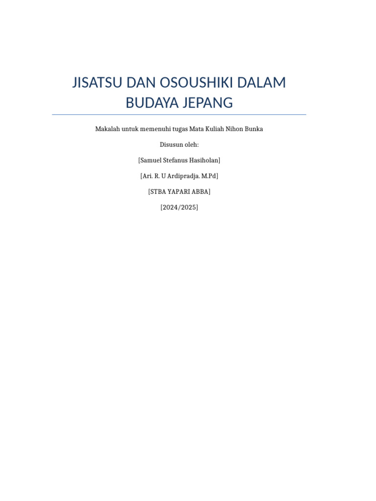 Makalah Jisatsu Dan Osoushiki Nihon Bunka | PDF