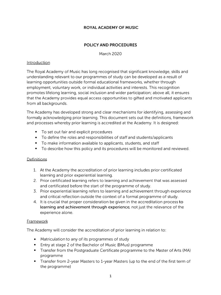 APEL Policy and Procedures Overview | PDF