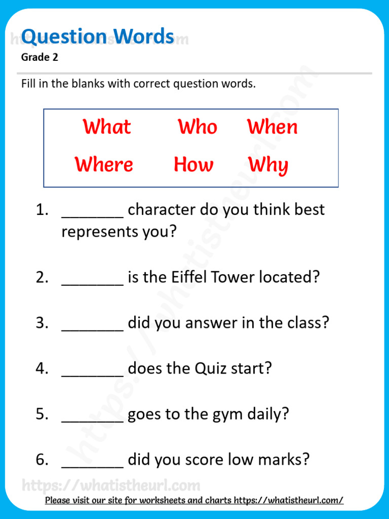 Grade 2 Question Words Worksheet | PDF