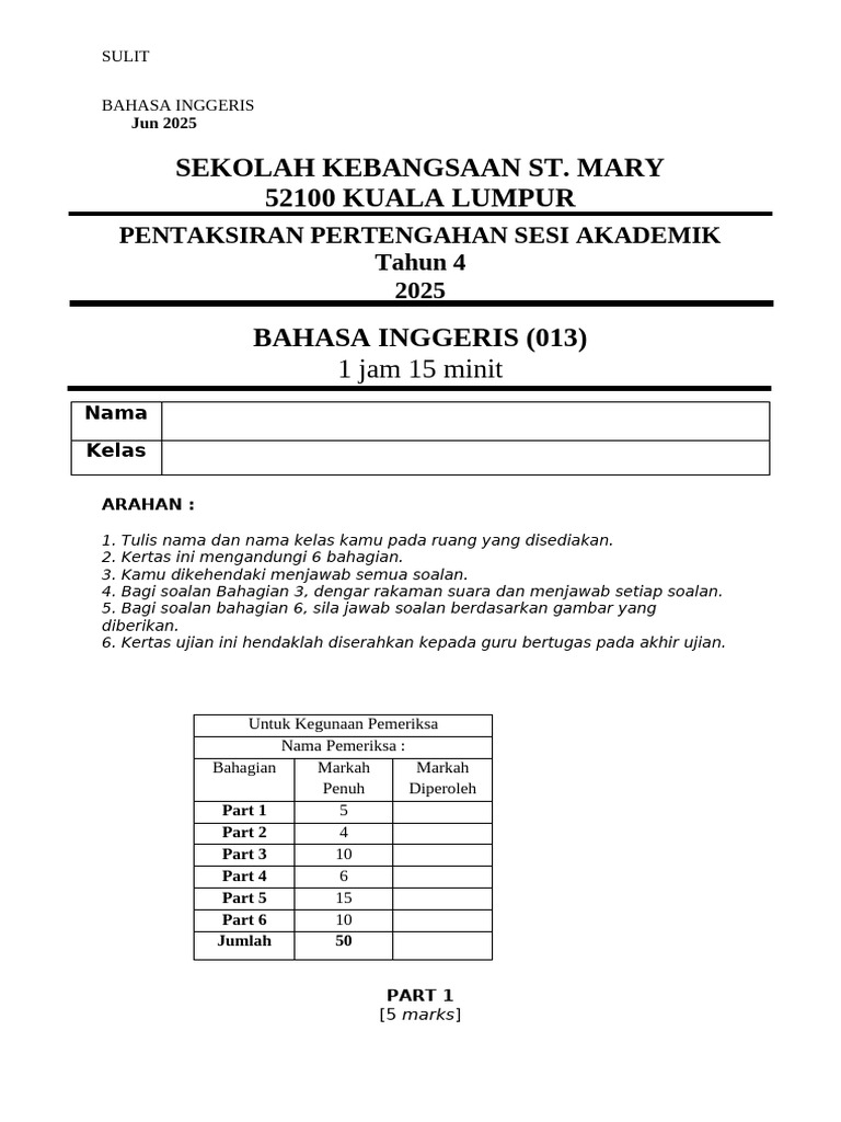 Language Assessment Test Paper | PDF