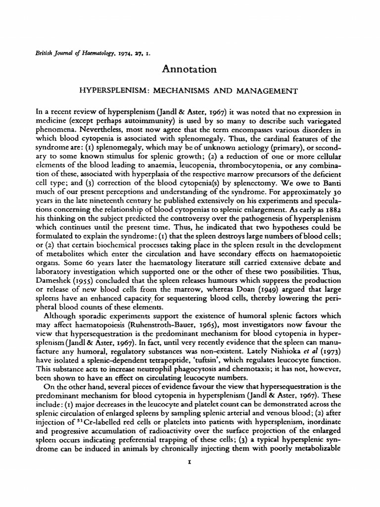 Annotation: British Journal Haematology | PDF | Spleen | Red Blood Cell