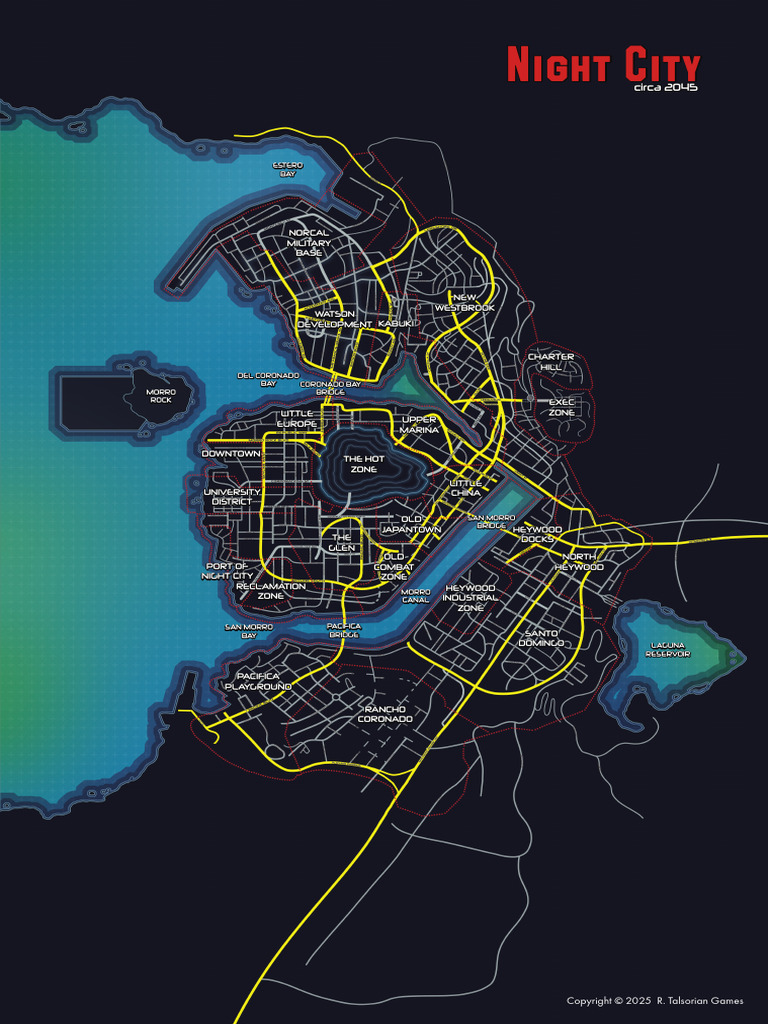 Night City 2045 Atlas W District Names | PDF