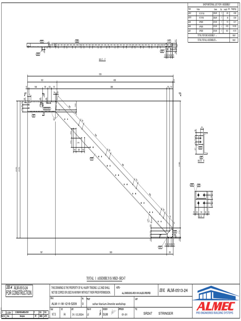 Steel Stair Stringer Sample Drawing - 2 | PDF