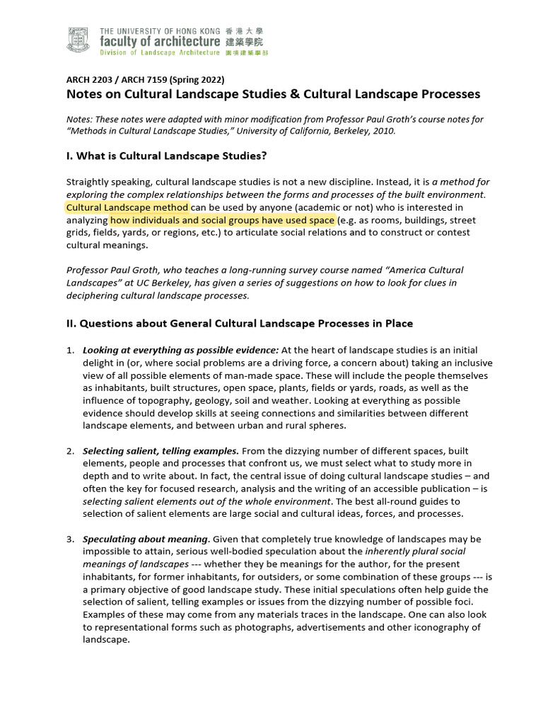 Cultural Landscape Studies Overview | PDF | Landscape | Capital (Economics)