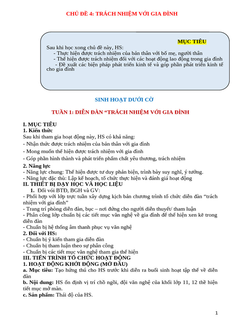 Chu Đe 4-Shdc-Ban 1-HĐTN 10 - CTST 1 | PDF