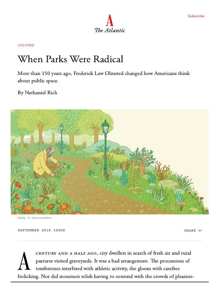 Frederick Law Olmsted and The Creation of Central Park - The Atlantic | PDF