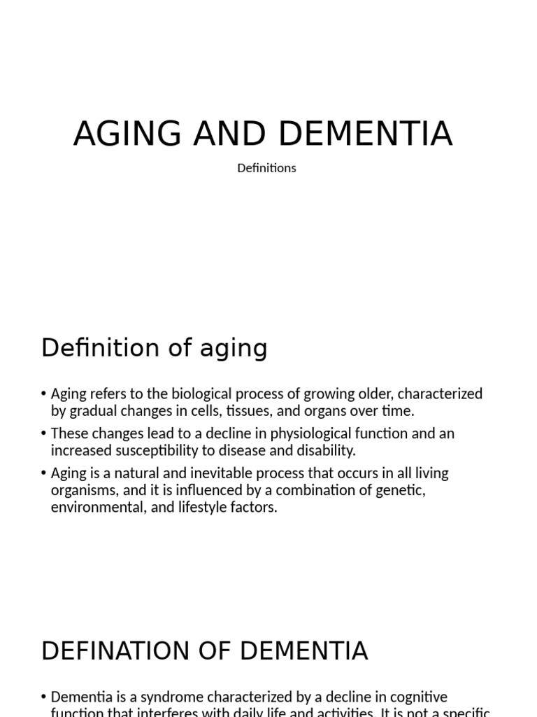 Aging and Dementia | PDF | Dementia | Alzheimer's Disease
