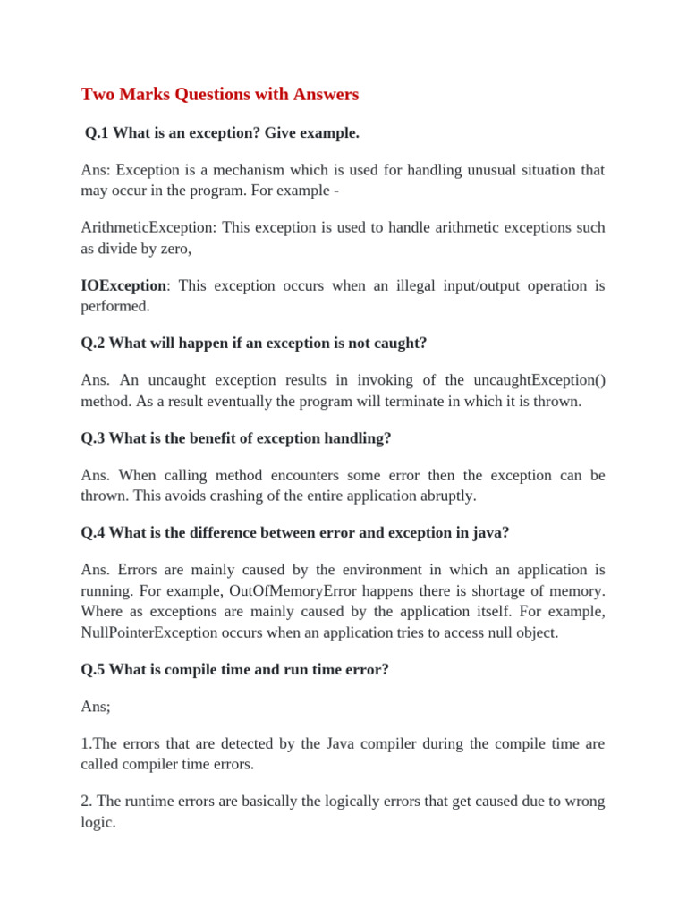 Unit 3 Two Marks Questions With Answers 1 Pdf Thread Computing Java Programming Language