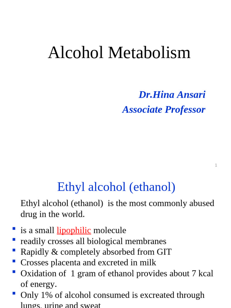 Alcohol Metabolism and Its Effects | PDF | Nicotinamide Adenine ...