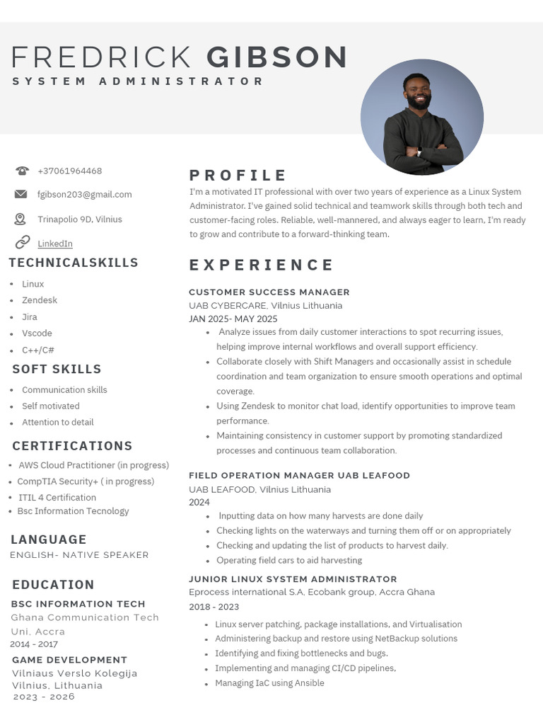 Linux System Administrator Profile | PDF | Computing | Information ...