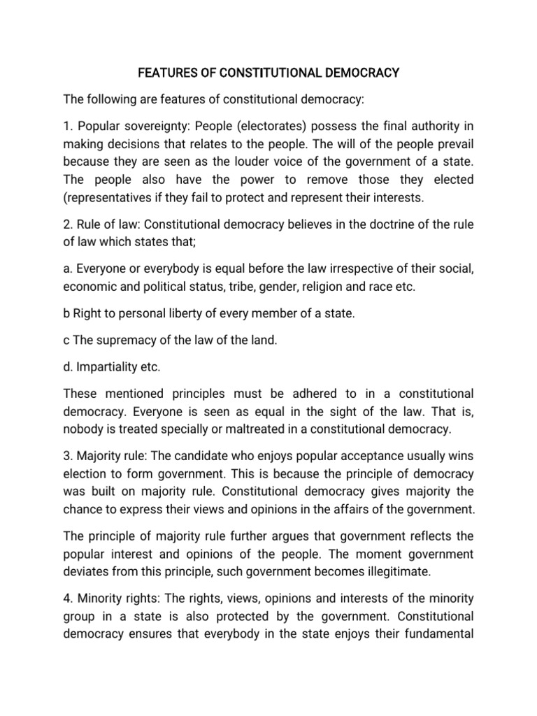 937 - Features of Constitutional Democracy | PDF | Democracy ...