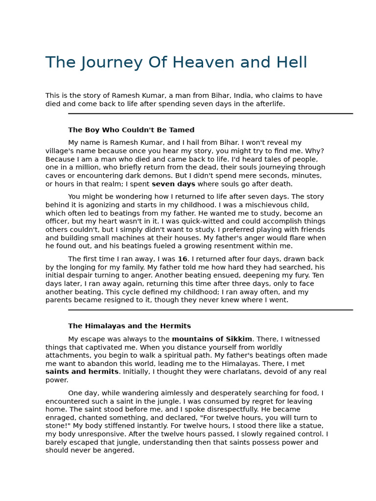 The Journey of Heaven and Hell | PDF | Hell | Ghosts